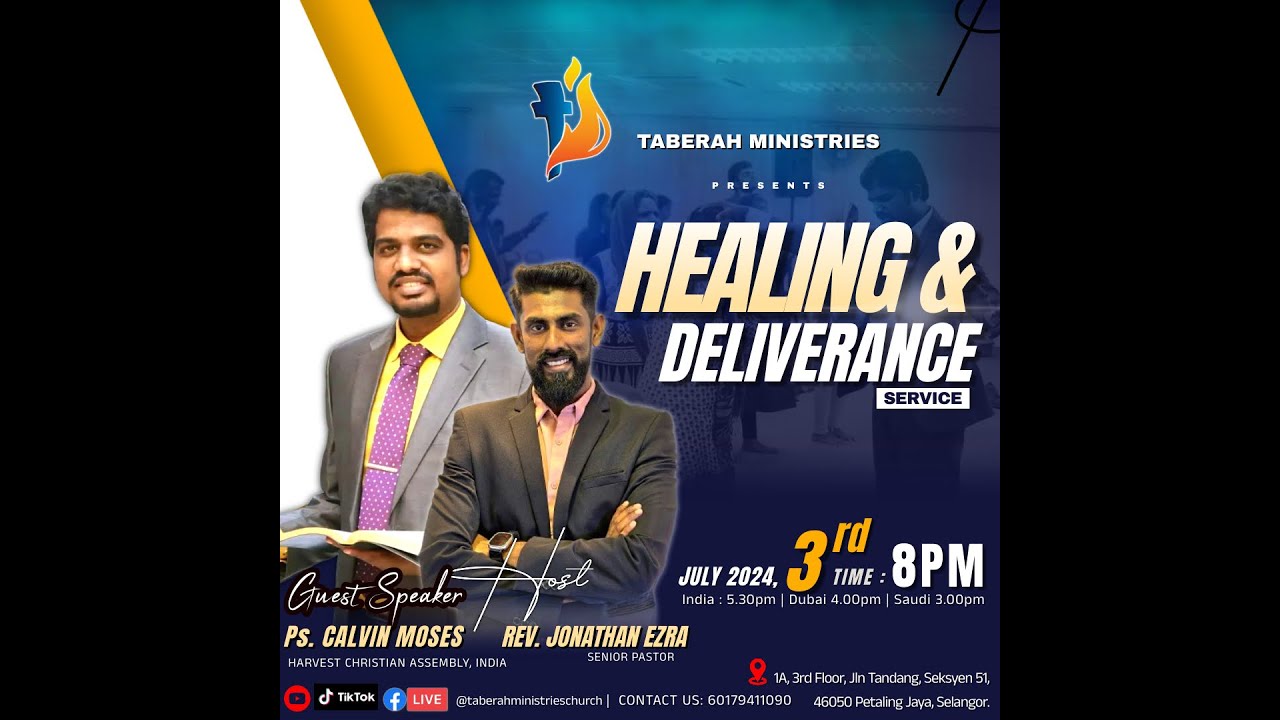 Healing & Deliverance Service | 3rd July 2024 | Rev Jonathan Ezra | Ps. Calvin Moses - YouTube