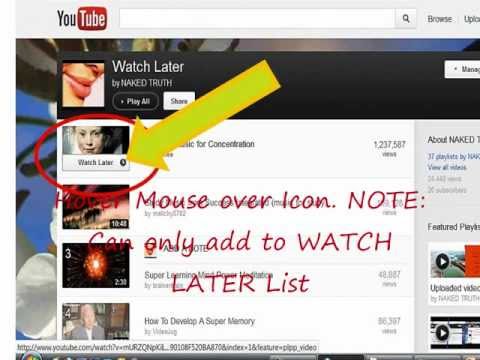 How To EDIT 'WATCH LATER' LIST- By MSDV88 - YouTube