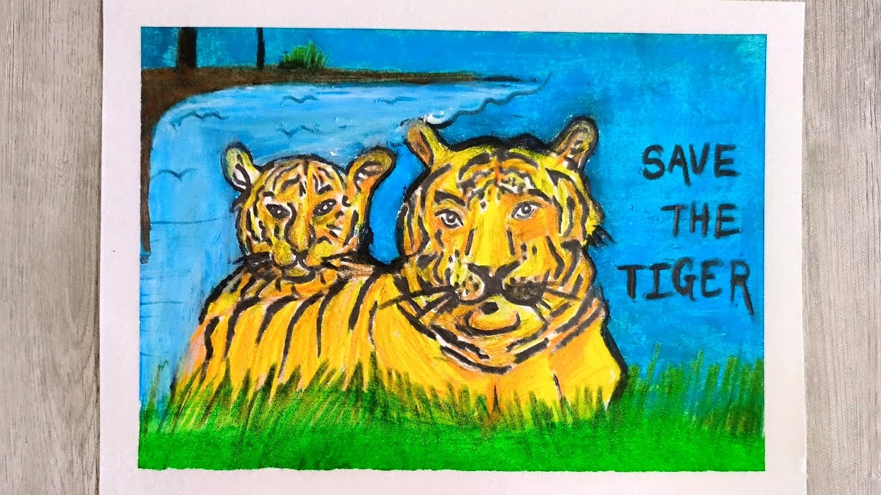 अंतरराष्ट्रीय बाघ दिवस का चित्र | International tiger day drawing ...