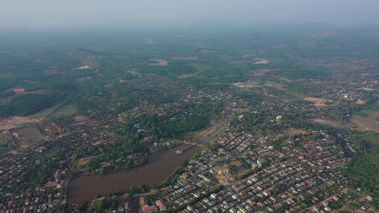 Birds eye view of Ye Township Mon state Myanmar - YouTube