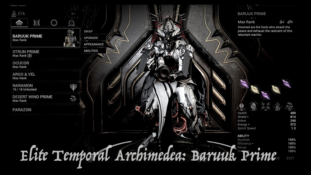 【Solo 】【Elite Temporal Archimedea】【Week 31 Builds】【 Baruuk Prime, Strun ...
