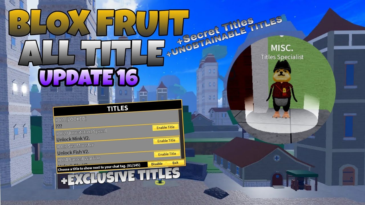 All Titles Requirement In BLOX FRUIT Update16|Exclusive and Secret ...