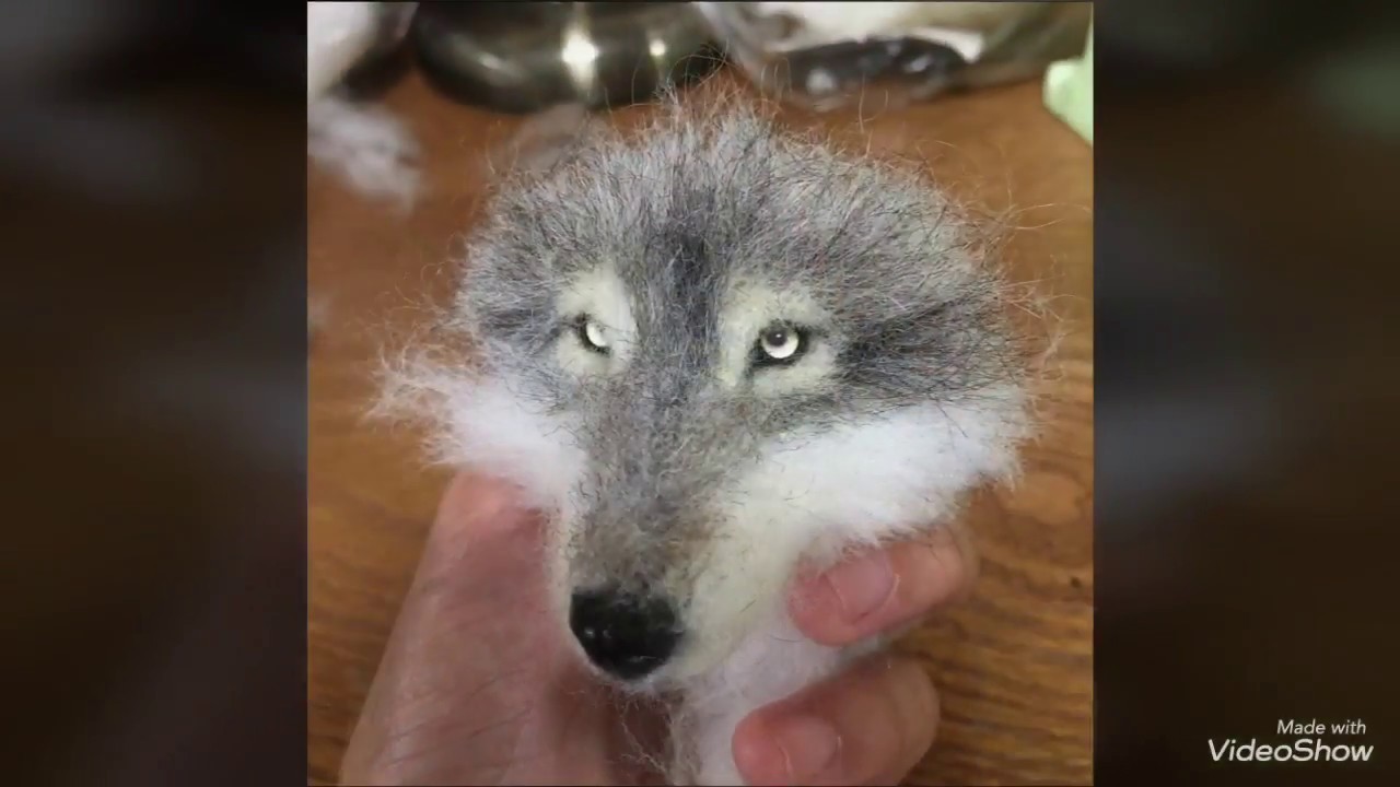 Needle felted wolf Wool art / 羊毛フェルトドール オオカミ - YouTube