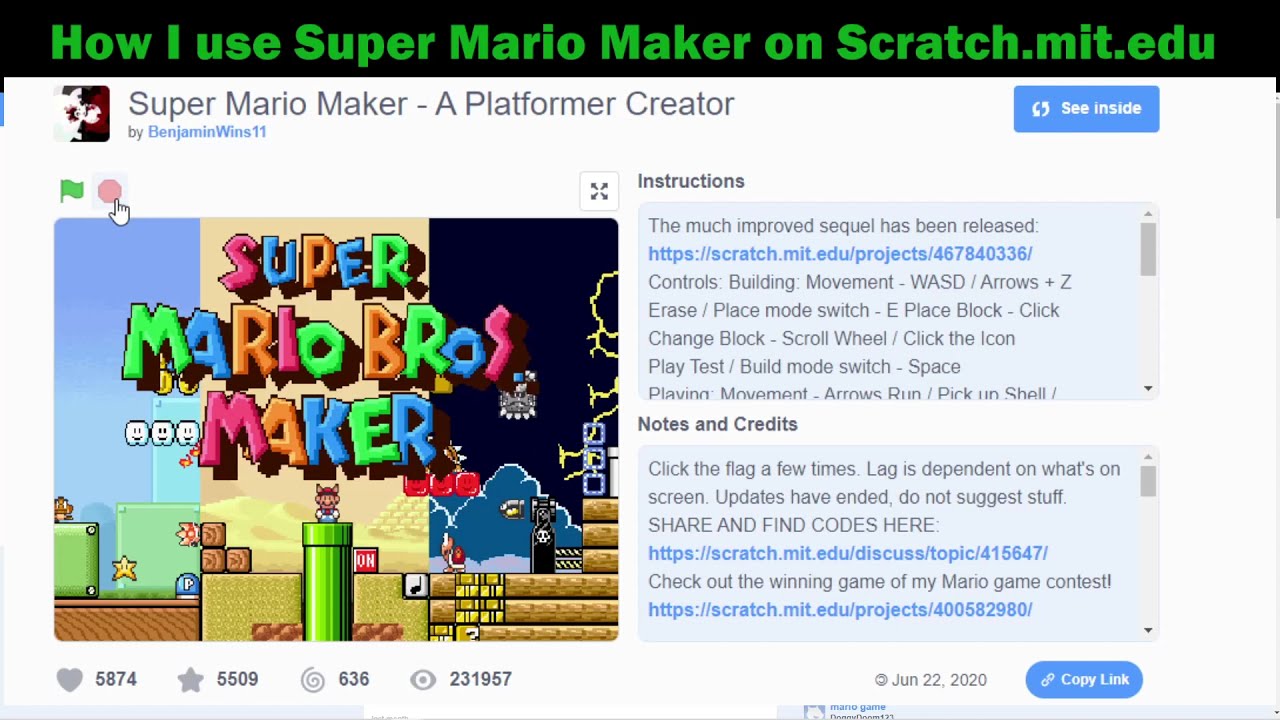 Scratch Super Mario Maker Scratch.MIT.EDU - YouTube