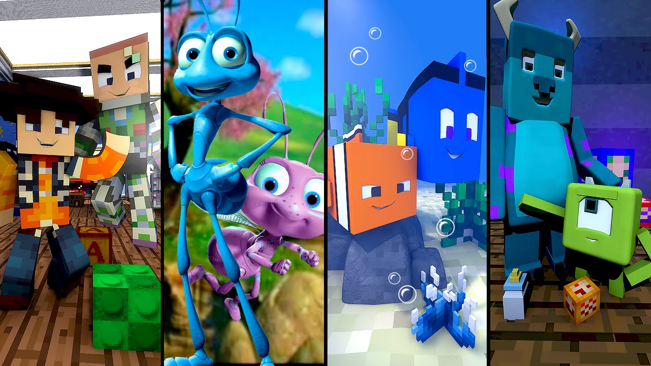 Minecraft: FILMES DA DISNEY PIXAR! (Guerra de Youtubers) - YouTube