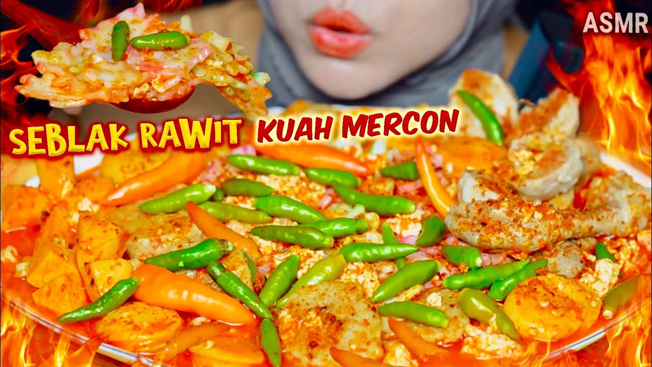 ASMR 🔥 SEBLAK KUAH MERCON BANJIR RAWIT IJO ‼️😱 KOMPLIT BAKSO TELUR ...