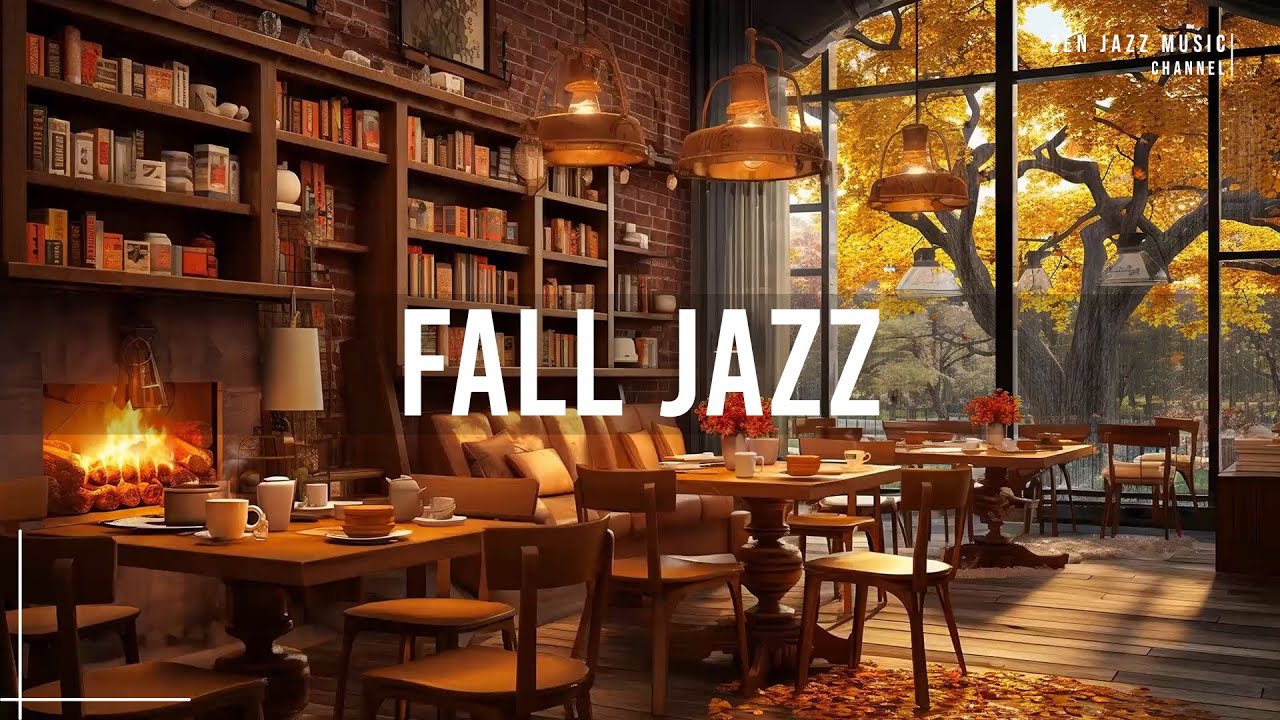 Muffled Jazz Music Playing Slowly in Cozy Autumn Coffee Shop Ambience ...