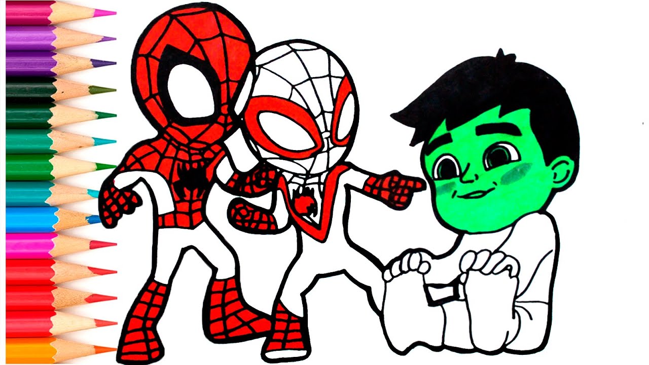 🔴🔴How To Draw Marvel's Spidey and His Amazing Friends | Baby Hulk ...