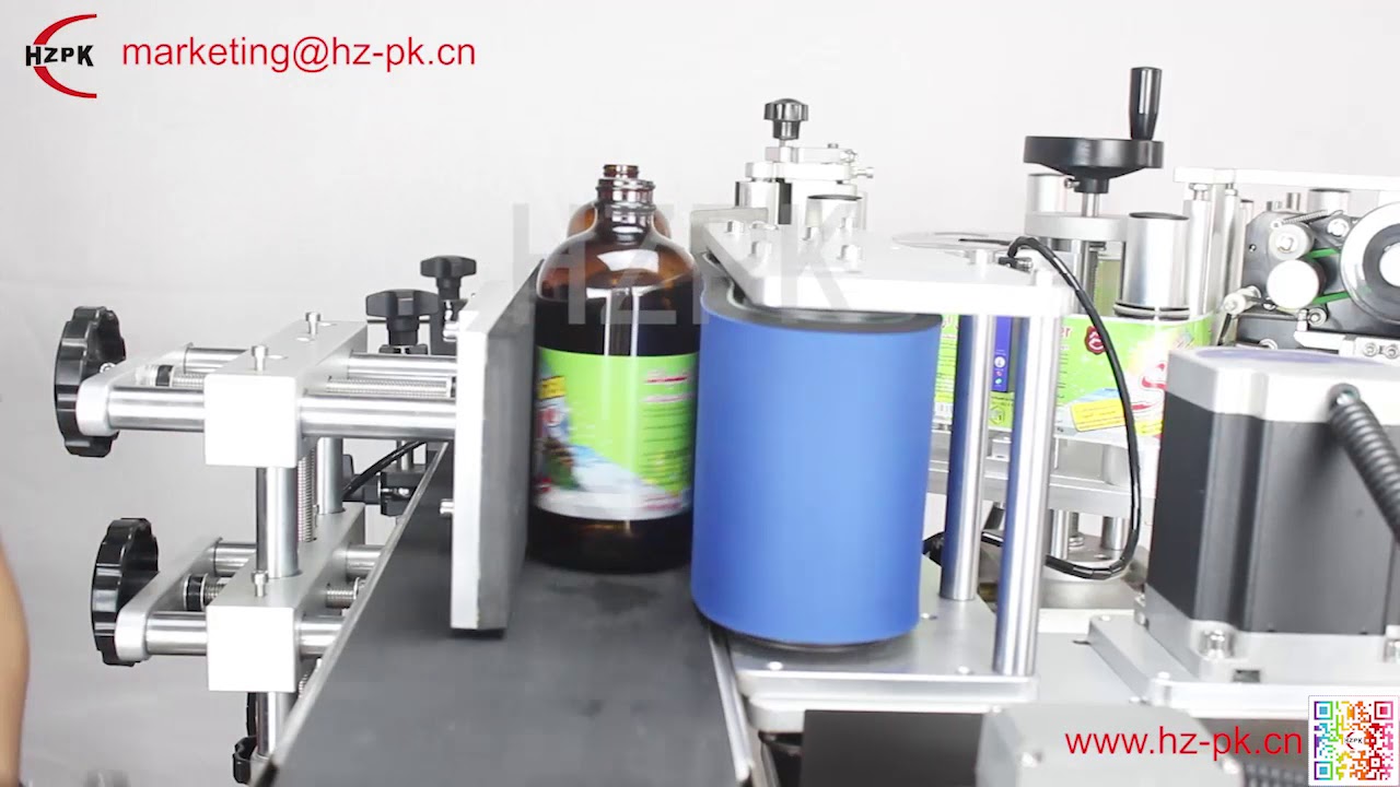 TRLM-120A tabletop round bottle labeling machine with coding - YouTube