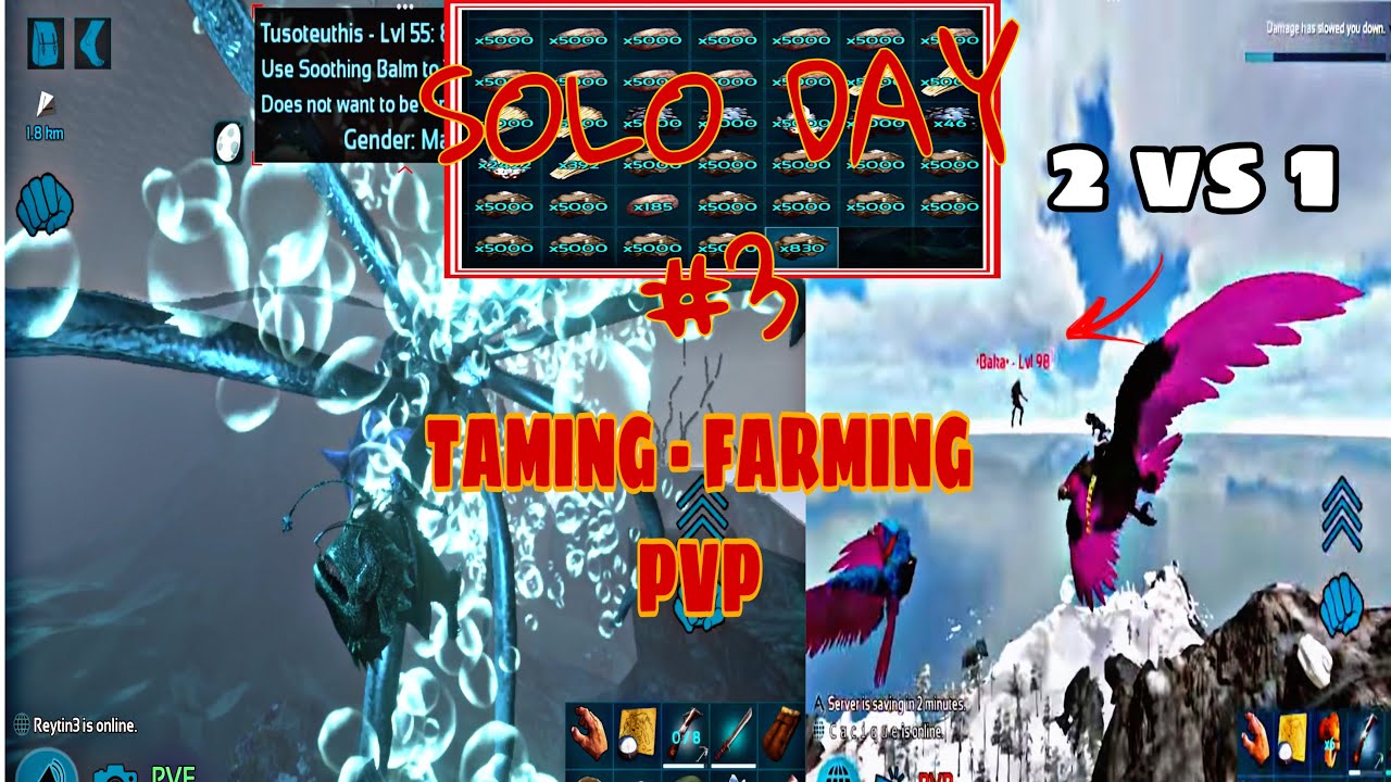 ARK MOBILE SOLO DAY 3 - HOW TO SURVIVE SOLO - Farming, Taming, PvP ...