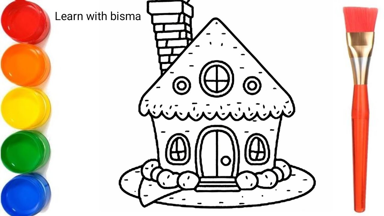 How to Draw Sweet house drawing, Painting and Coloring for Kids ...