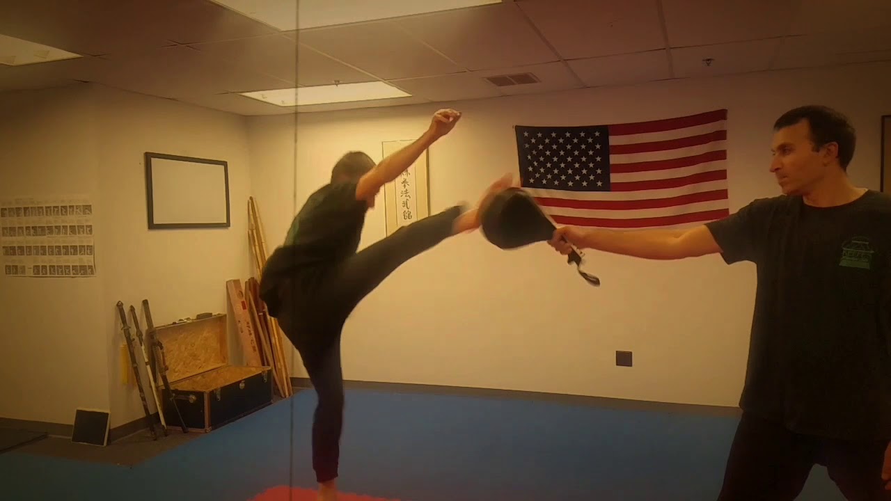 KMA Stoneham - Jump spin hook kick - YouTube