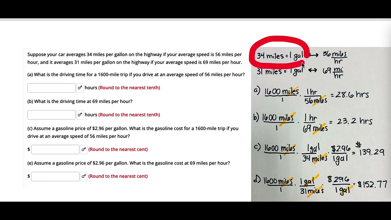 EXAMPLE Unit Conversions and Gas Consumption - YouTube