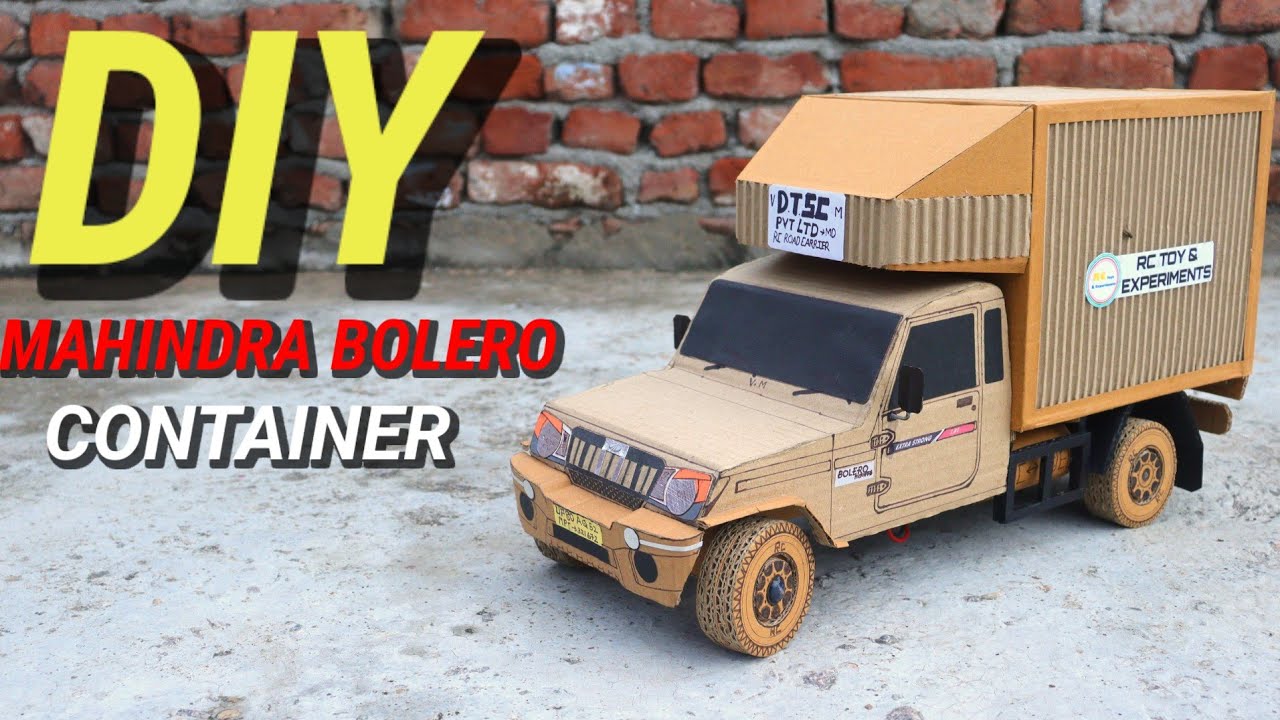 How To Make Rc Mahindra Bolero 4 Wheel Container Truck From Cardboard ...