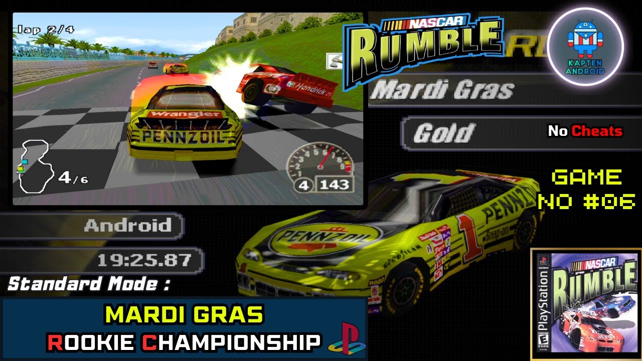 NASCAR Rumble PS1 - Mardi Gras : Rookie Championship - YouTube