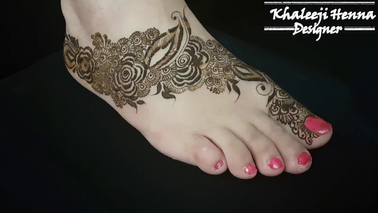 Latest Arabic Khaleeji Henna Design for Feet | 2016 | Step by Step ...