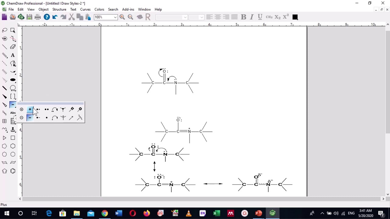 delocalized structure in Chemdraw|Chem Office|| - YouTube