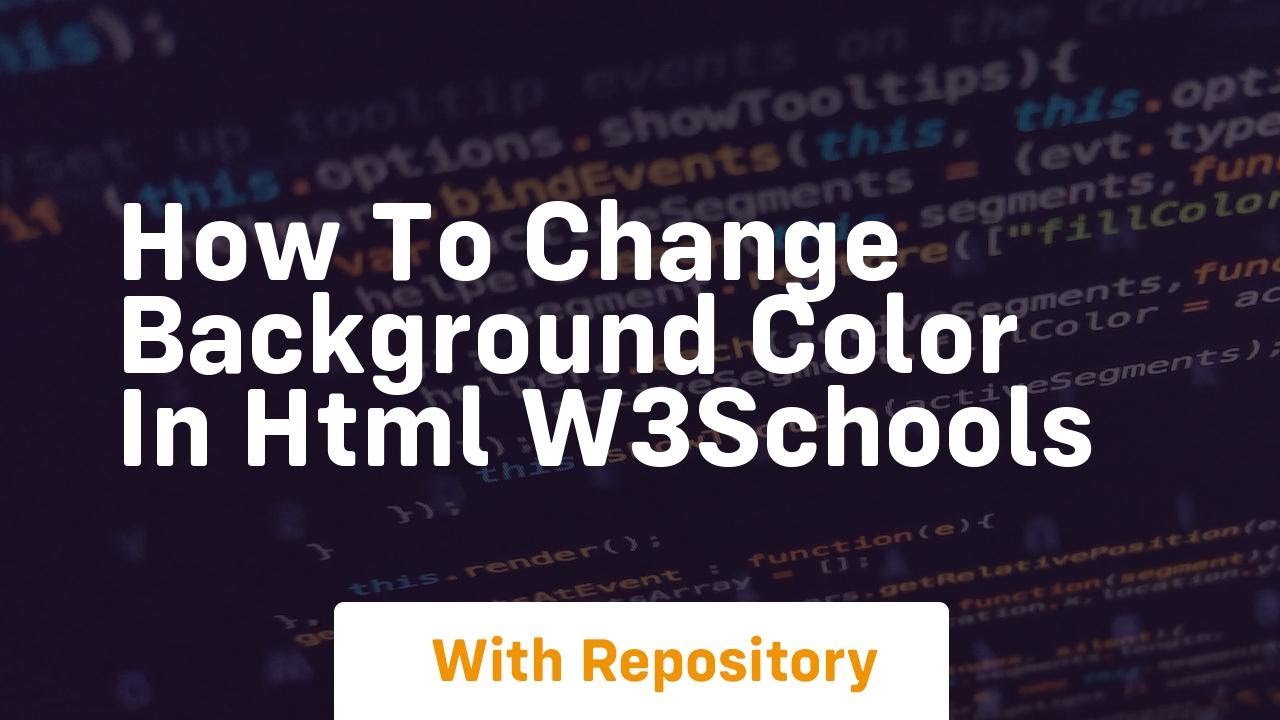 How to change background color in html w3schools - YouTube