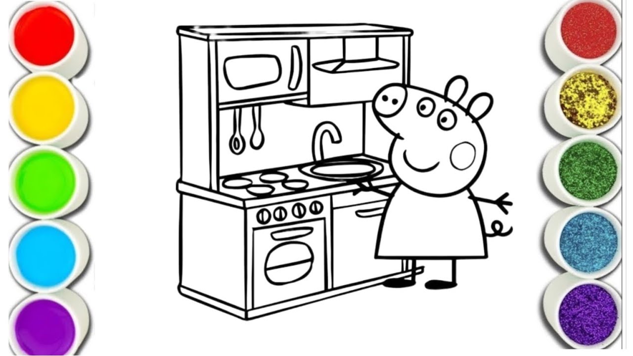 Peppa pig Cooking Drawing Painting & Colouring For kids & Toddlers ll ...