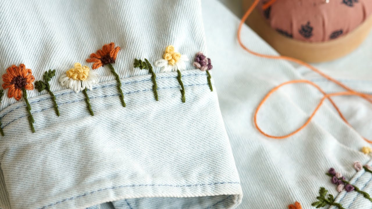 Embroidered flowers on clothing - DIY by Søstrene Grene - YouTube