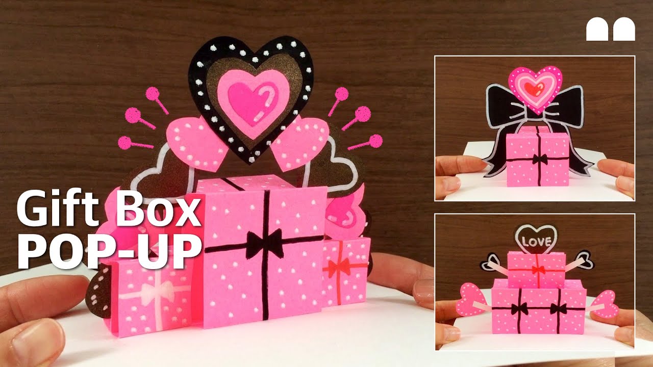 [Pop-up#41] 선물박스 팝업카드 만들기 2탄~ (3가지 방법) | How to make a Gift Box pop-up ...