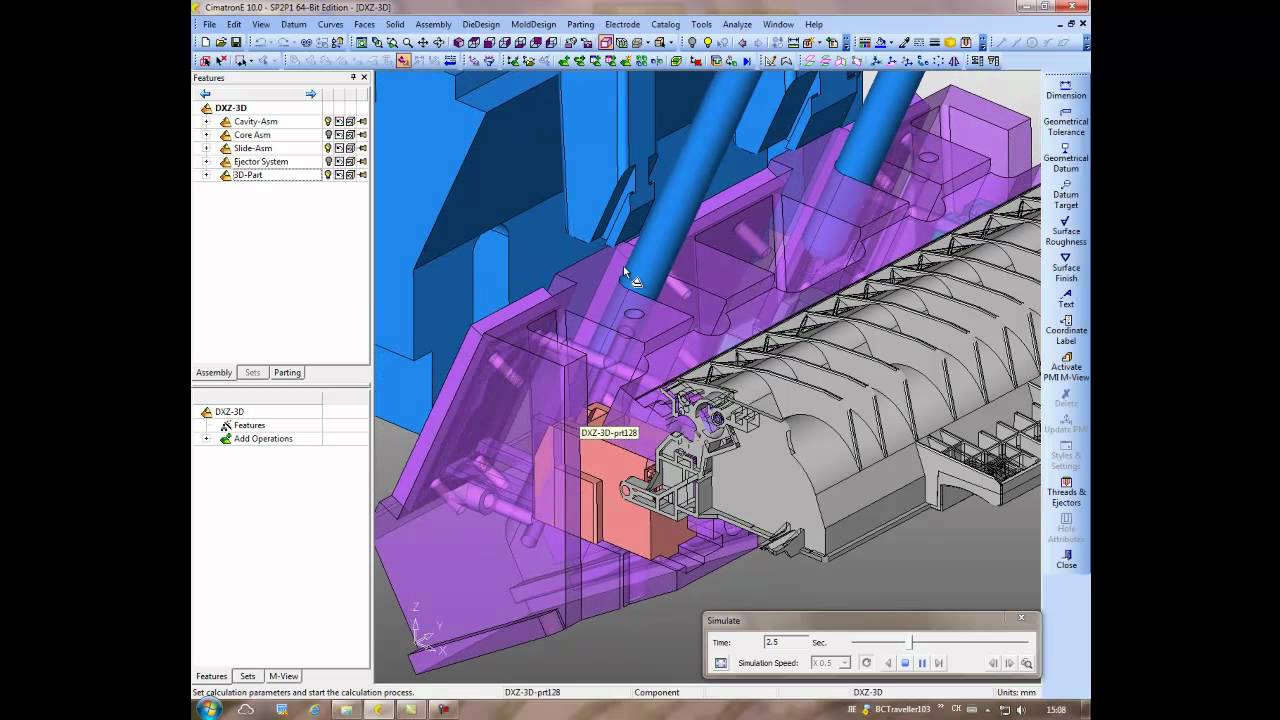 Cimatron E10 Motion Analysis for Printer Mold - YouTube