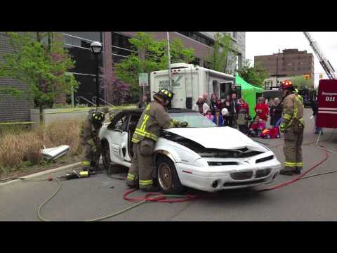 Firefighter Car Accident Vehicle Extrication Demonstration - YouTube