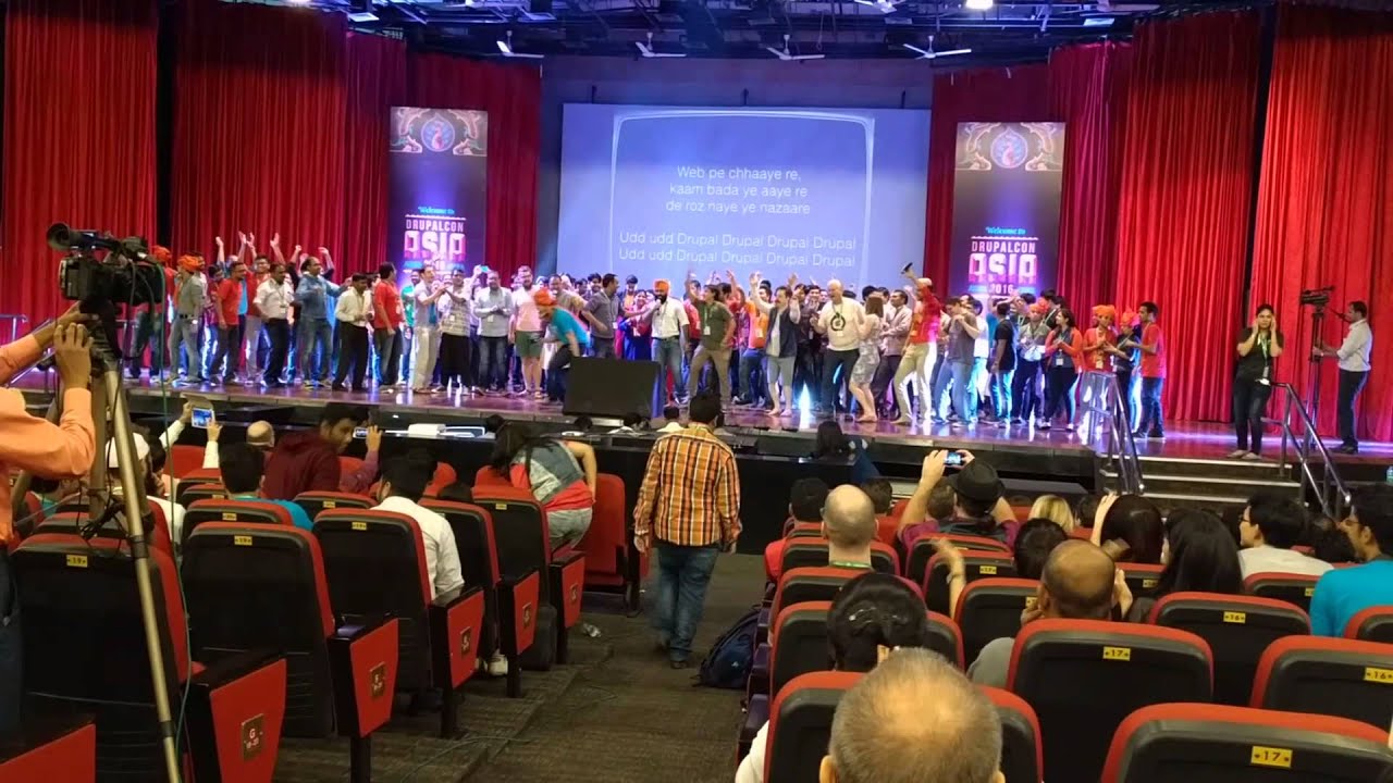 DrupalCon Asia prenote dance with audience on the stage - YouTube