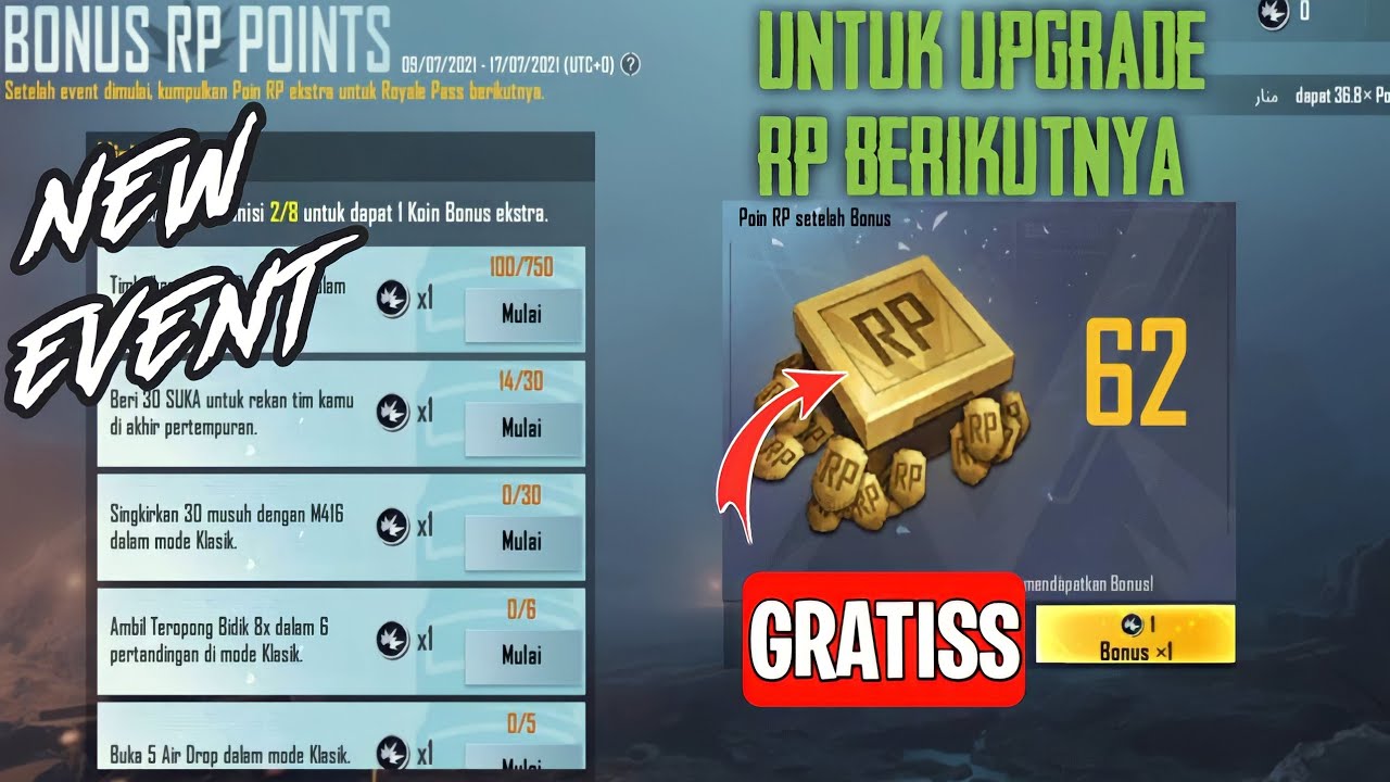 EVENT PUBGM BONUS RP POINTS UNTUK UPGRADE RP SEASON BERIKUTNYA GRATIS ...