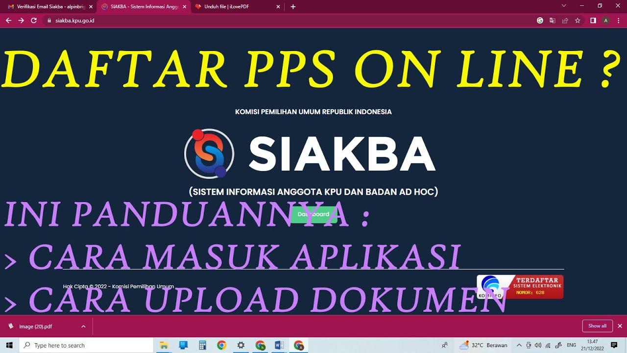 cara upload dokumen pdf ke aplikasi SIAKBA KPU // cara daftar PPS online, #alvin722 part 2 - YouTube