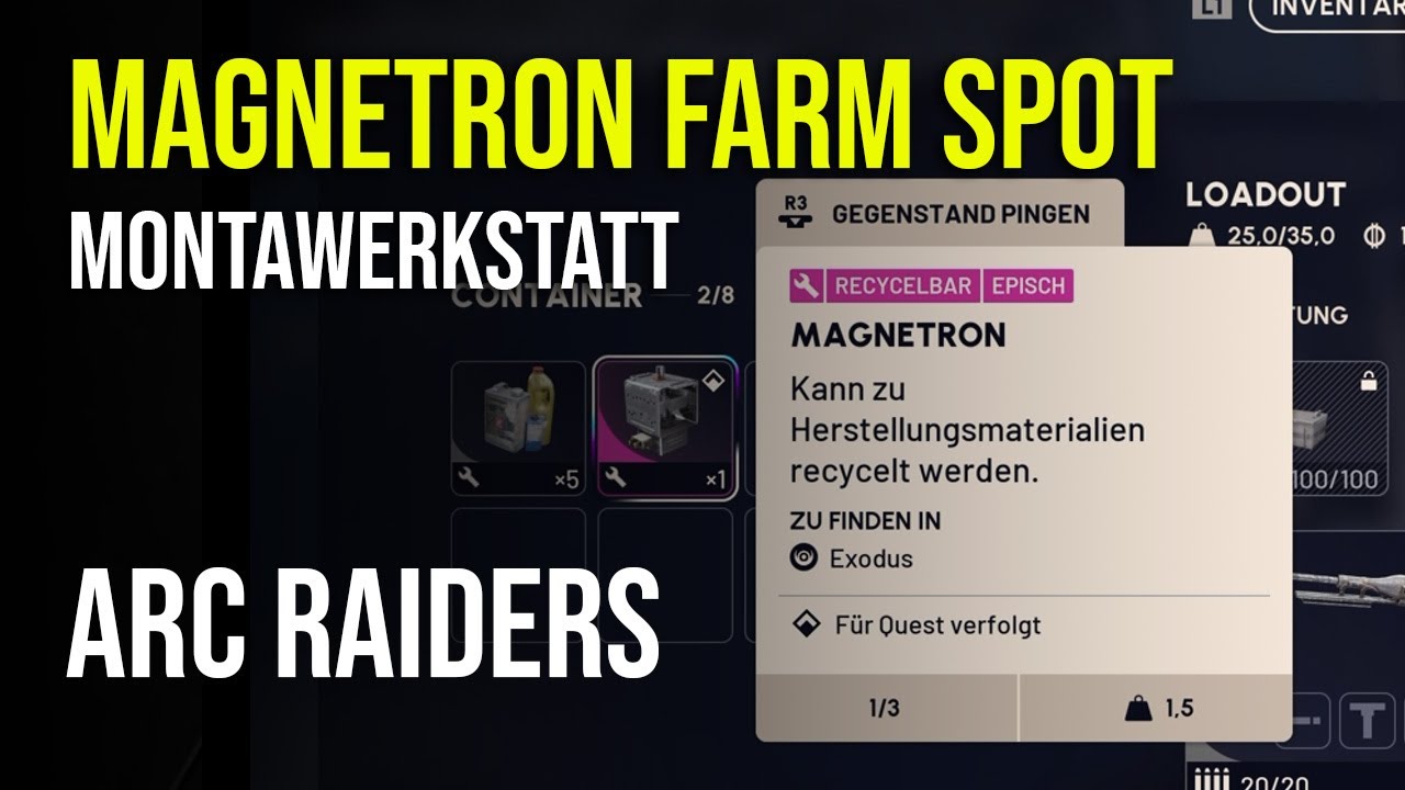 ARC Raiders - Magnetron Farm Spot - Montagewerkstatt - YouTube