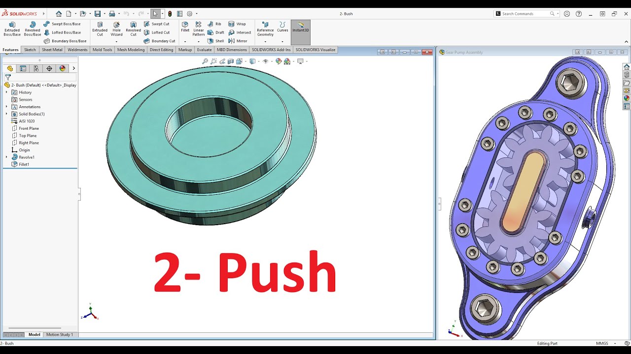 Solidworks Gear Pump Project | 2- Push - YouTube