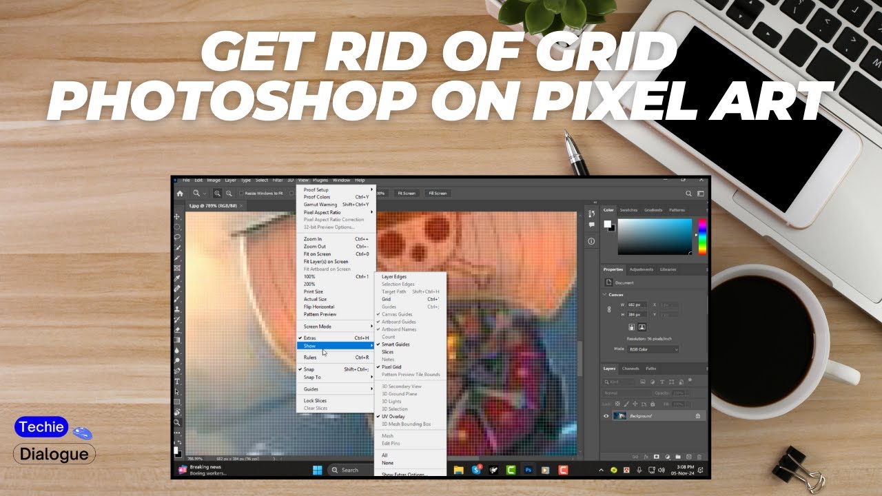 How to Get Rid of Grid Photoshop on Pixel Art - YouTube