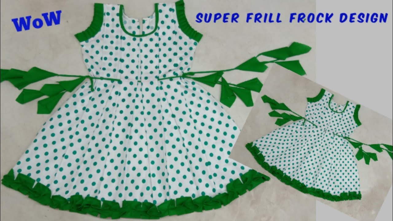 Full frill design 3-4 year's baby frock cutting and stitching/ New ...