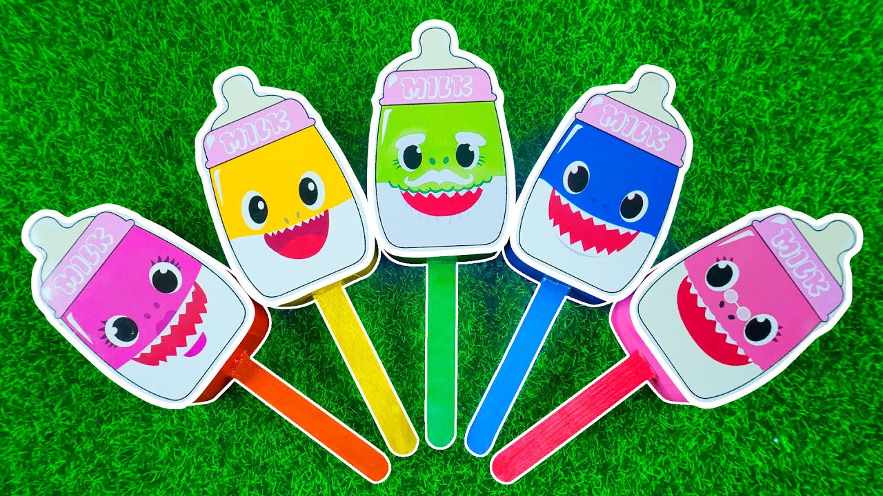Some Lot's of BIG BABY SHARK lollipops | Rainbow Baby Shark MILK ...