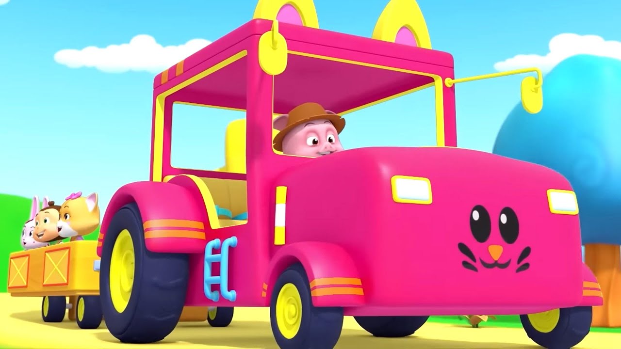 Wheels On The Tractor, Pink Tractor and Farm Vehicle Rhyme for Kids ...