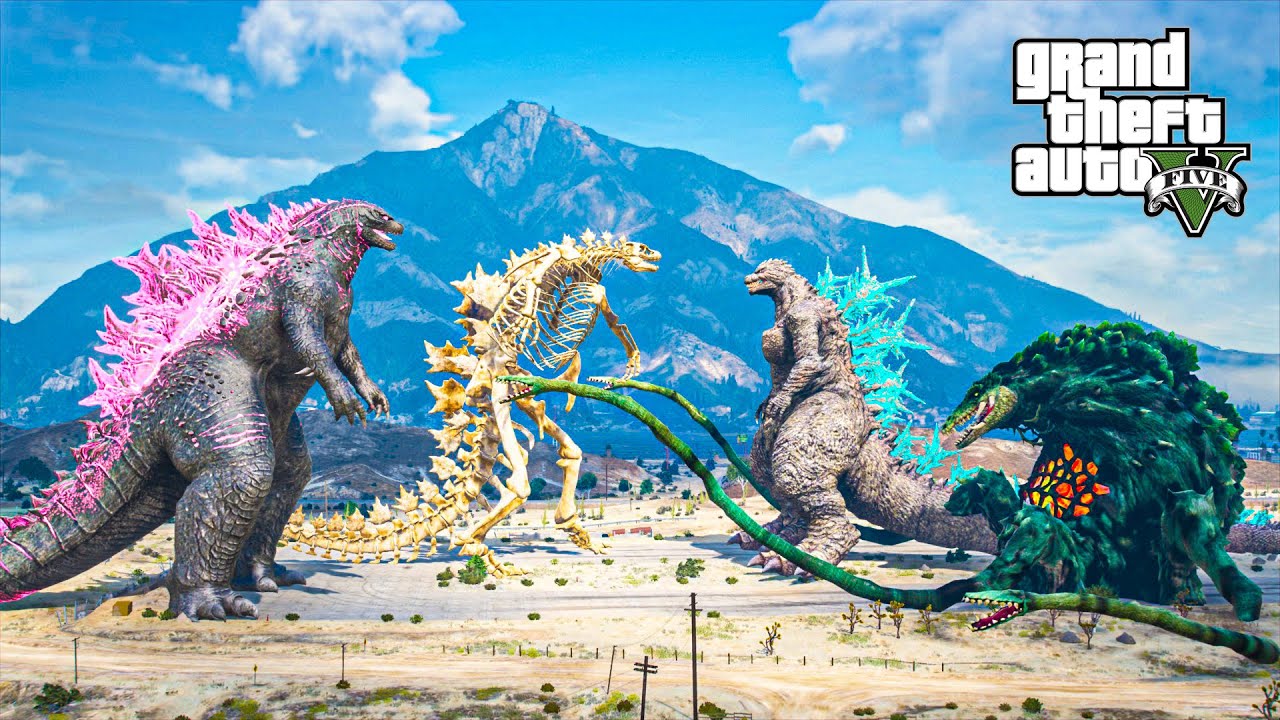 GTA 5 Mods – Godzilla 2024 & Skeleton Godzilla vs Godzilla Minus One ...