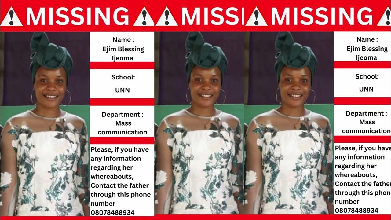 400 level Female UNN Student Ejim Ijeoma declared missing (VIDEO/PHOTOS) - YouTube