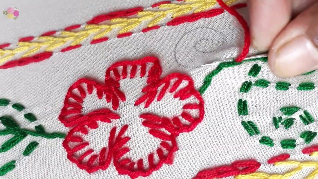 Hand Embroidery Border design | Beautiful Border design - YouTube