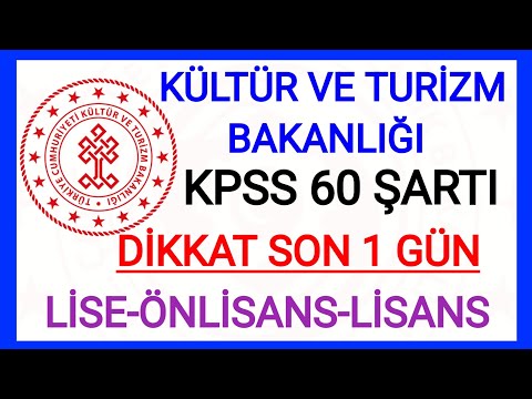 KÜLTÜR VE TURİZM BAKANLIĞI MEMUR ALIMI İÇİN SON 1 GÜN ✅ LİSE-ÖNLİSANS-LİSANS MEZUNU KPSS 60 BAŞVURU✅