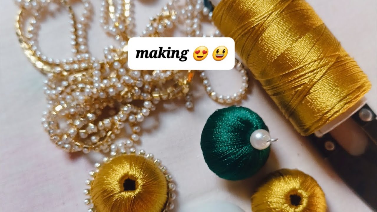 thread earrings making at home |fabric earrings |how to make silk ...