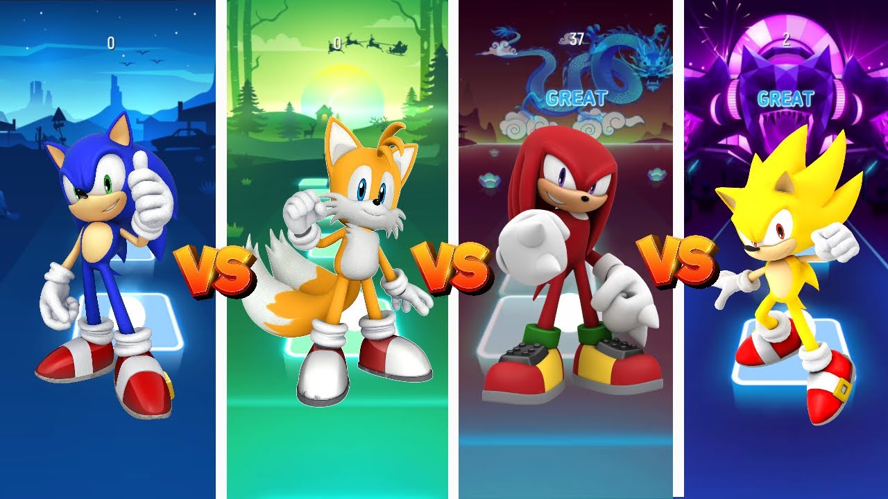 Sonic Blue VS Orange VS Red VS Yellow - Tiles hop - YouTube