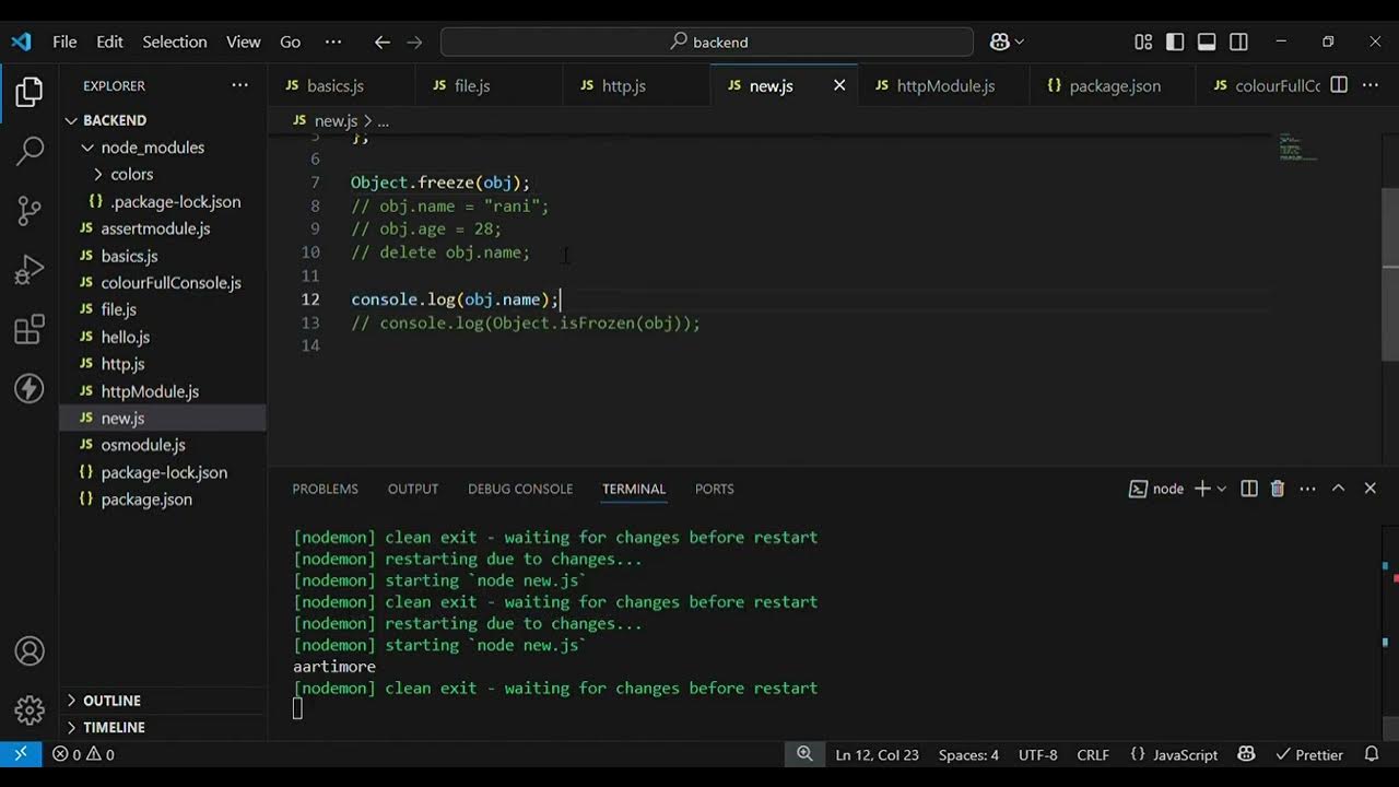 Object.freeze() Method in JavaScript - YouTube