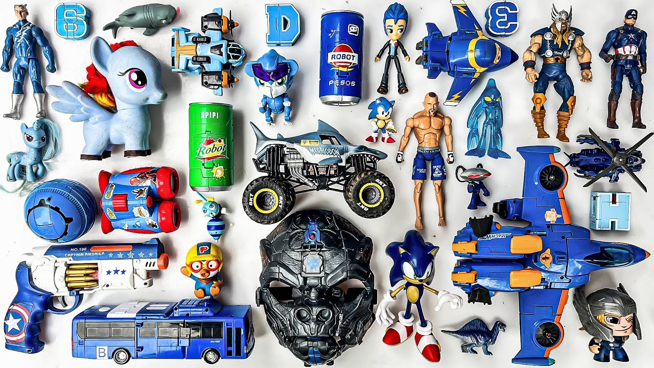 All Blue Toys Collection Review ASMR: Superhero Thor, Transforming ...
