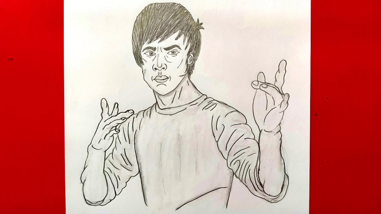 How to Draw Bruce Lee face || Portrait drawing of Bruce Lee face - YouTube