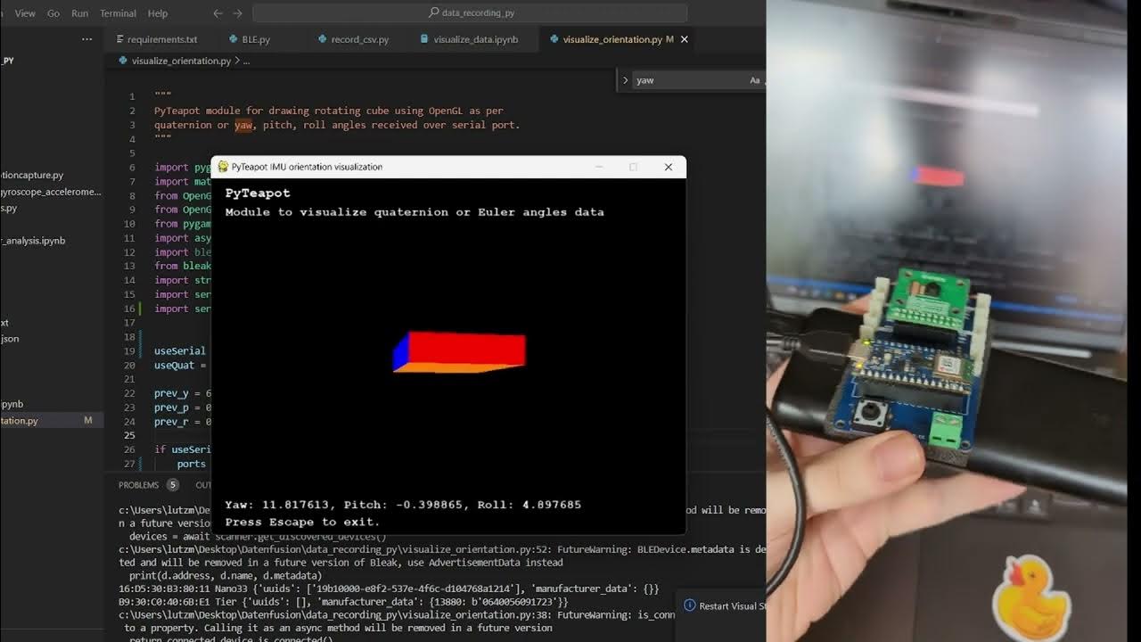BLE Connected Orientation from 9 DoF IMU on Arduino Nano 33 BLE - YouTube