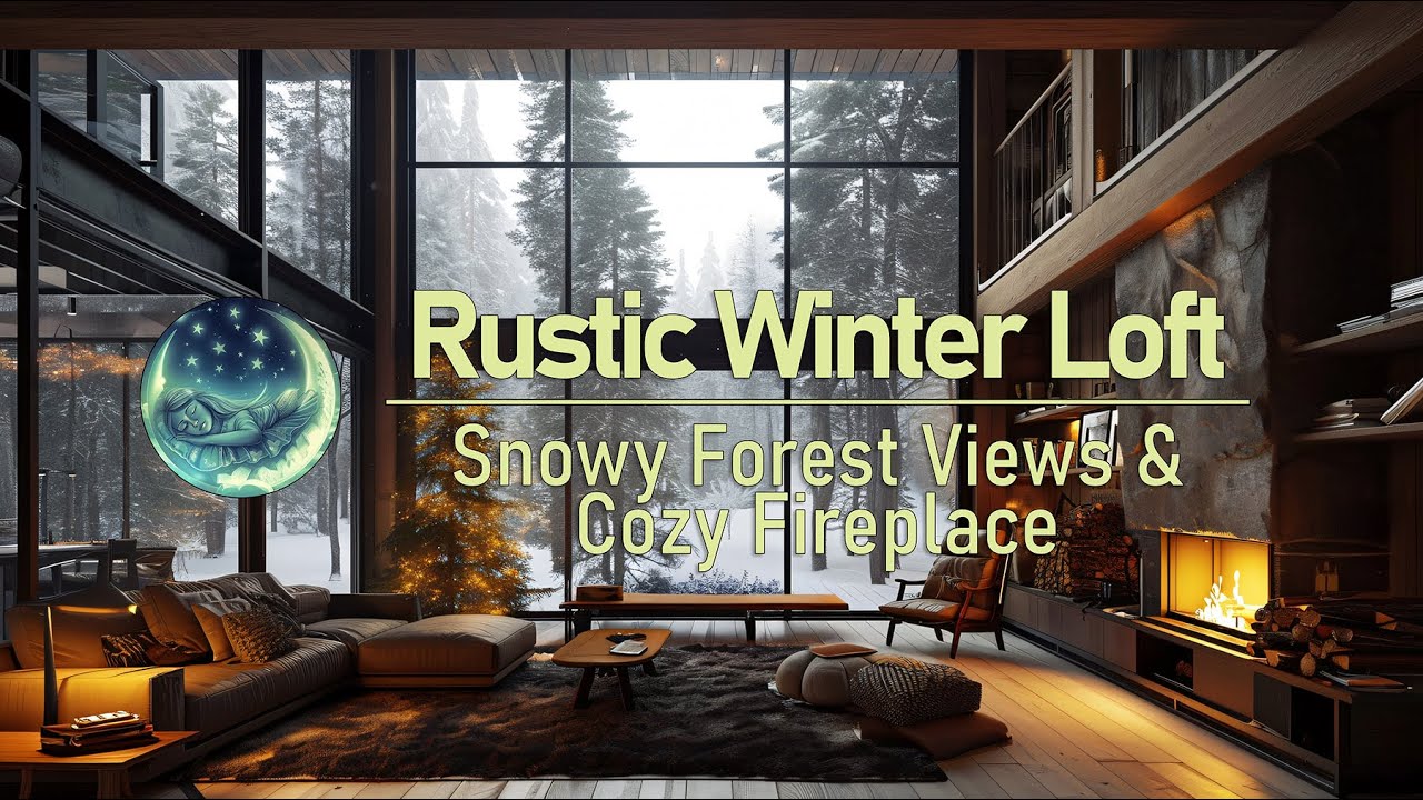Rustic Winter Loft | Snowy Forest Views & Cozy Fireplace Ambience for ...