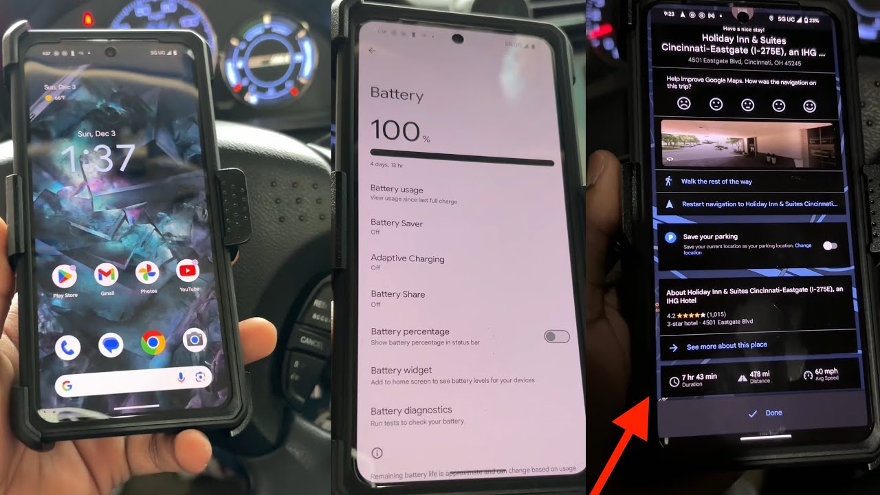 Pixel 8 Pro Battery Life Real Life Test Long Drive - YouTube