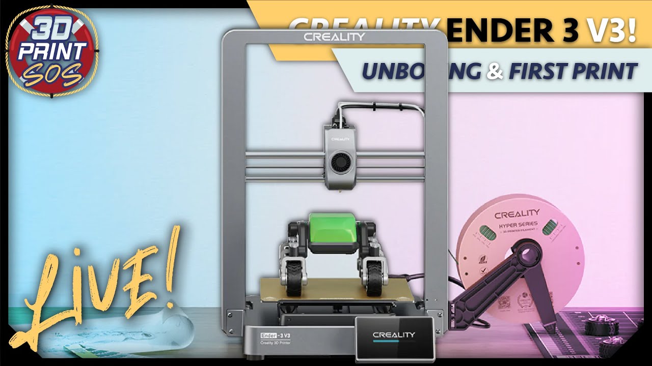 Creality Ender 3 V3 - Live Unboxing & First Print - YouTube