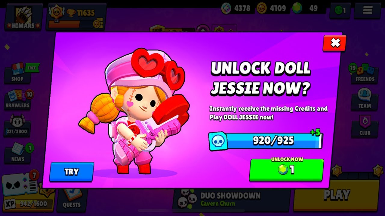 DOLL JESSIE🩷🥰 NEW BRAWLENTINE GIFT FOR ME🍀😽 I LOVE BRAWL STARS 💝💝💝 ...